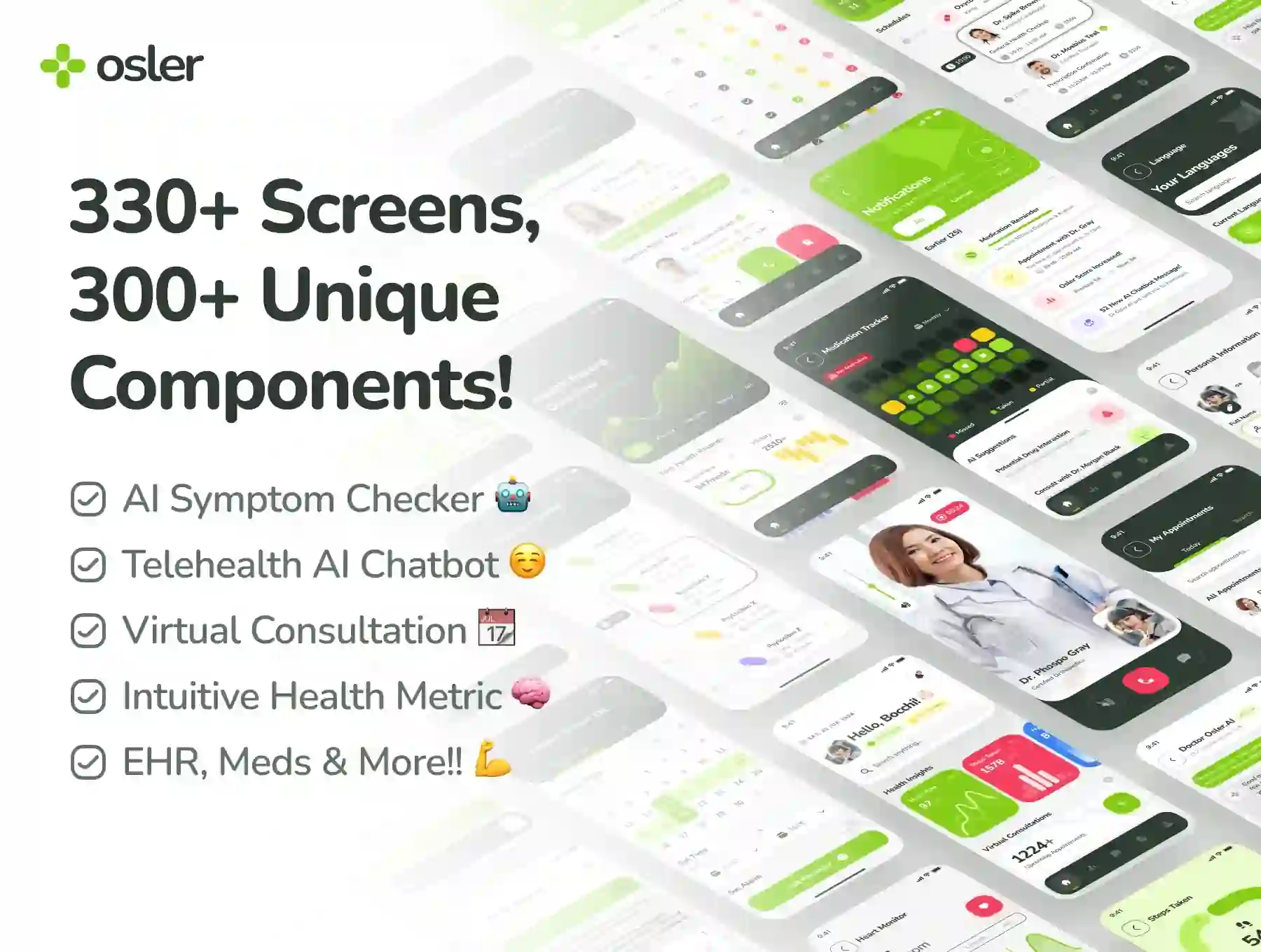 Osler UI Kit: AI Telehealth & Telemedicine App UI Kits — UI Base